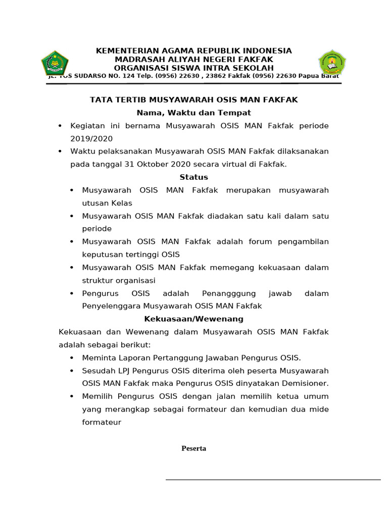 Tata Tertib Musyawarah Osis | PDF | Karier & Perkembangan