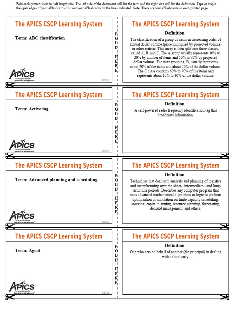 APICS CSCPσñìΣ╣áσìí | PDF | Supply Chain | Inventory