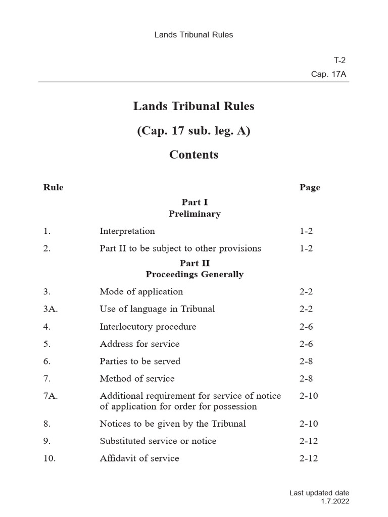 Lands Tribunal Rules Overview | PDF | Witness | Affidavit