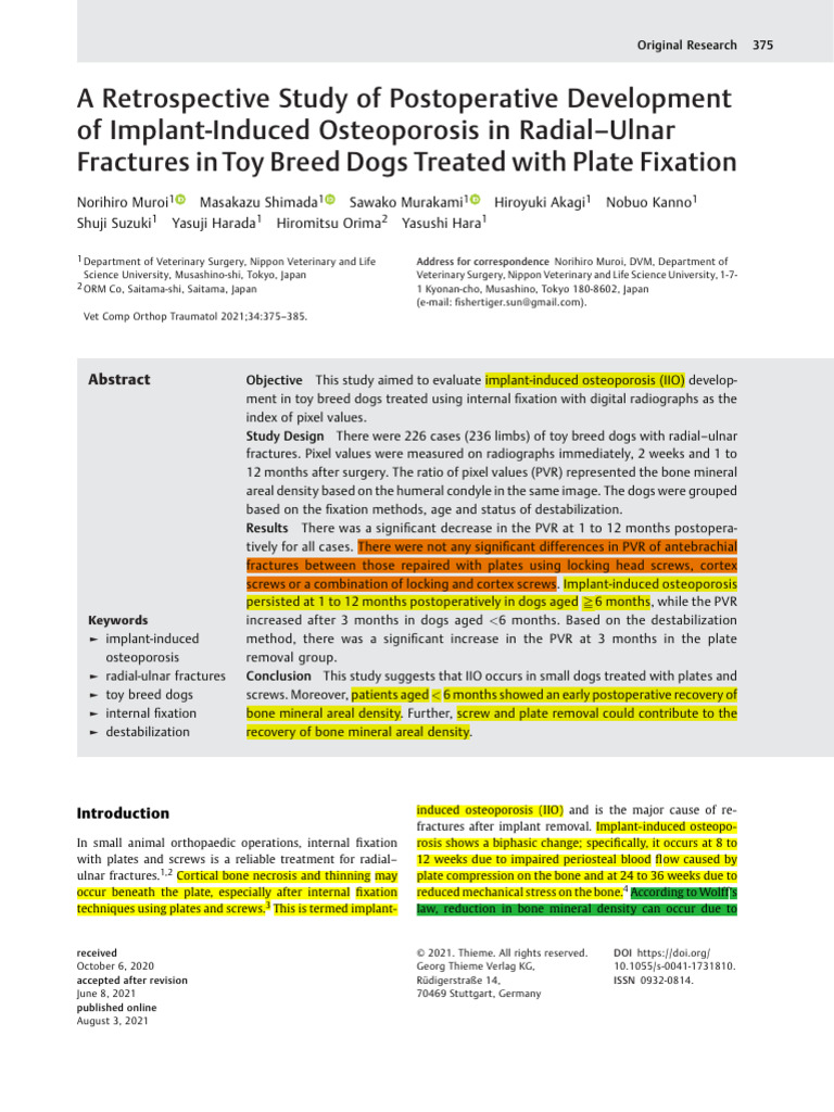 A Retrospective Study of Postoperative Development of Implant-Induced ...