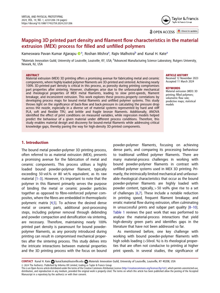 Mapping 3D Printed Part Density and Filament Flow | PDF | Viscosity | 3 ...