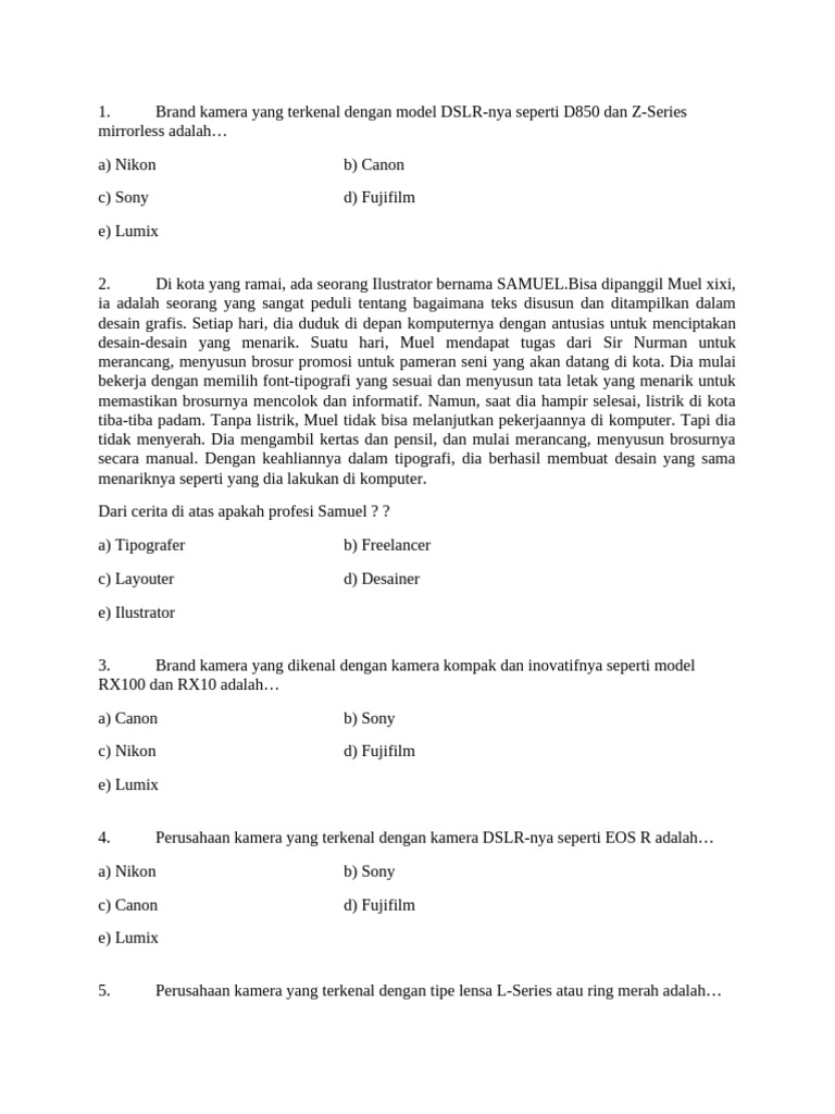 20 Soal Latihan X DKV | PDF