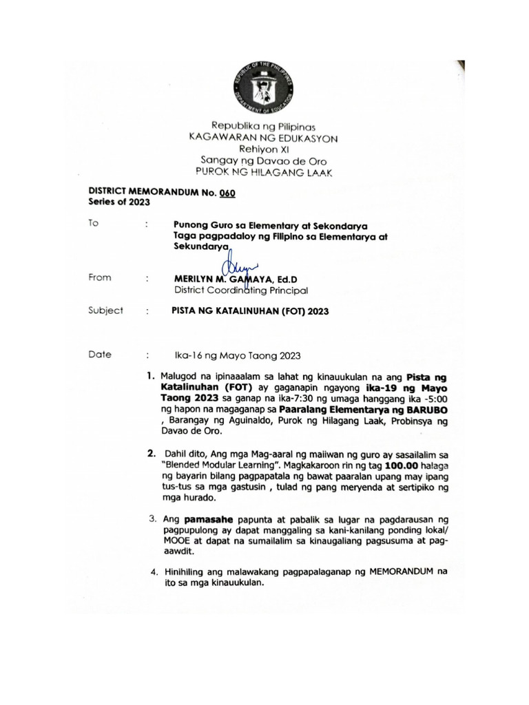 FOT Accomplishment Report | PDF