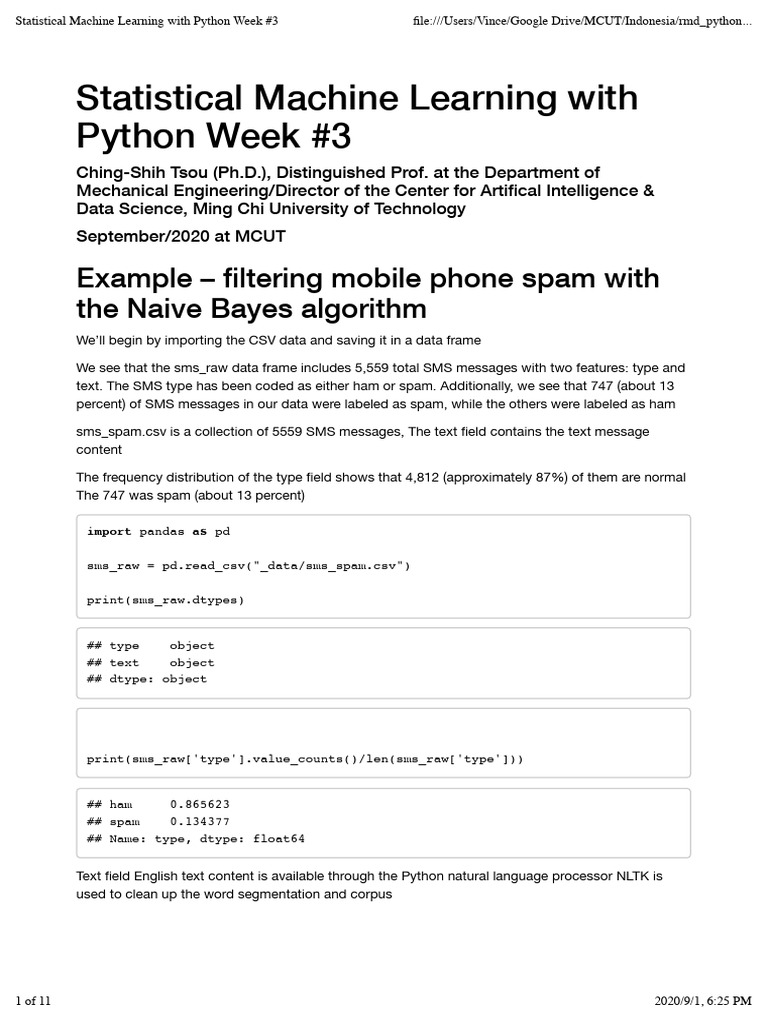 Naive Bayes | PDF | Cross Validation (Statistics) | Standard Error