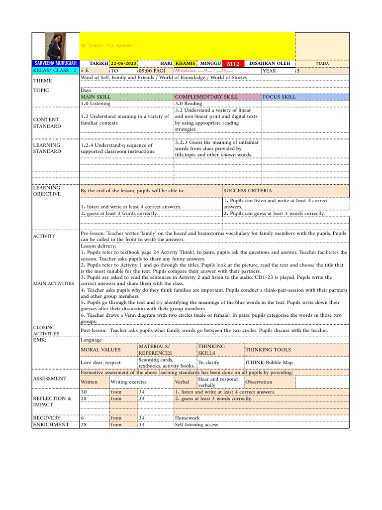 RPH Pencerapan | PDF | Teachers | Education Theory