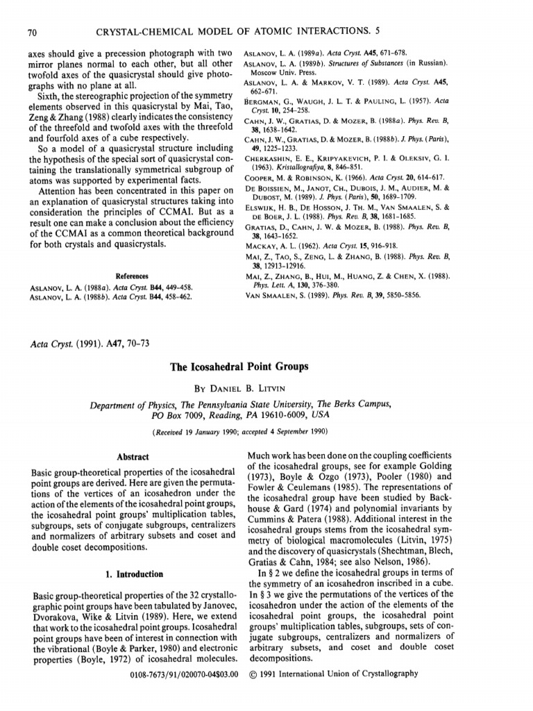 The Icosahedral Point Groups BY DANIEL B. LITVIN | PDF | Group ...