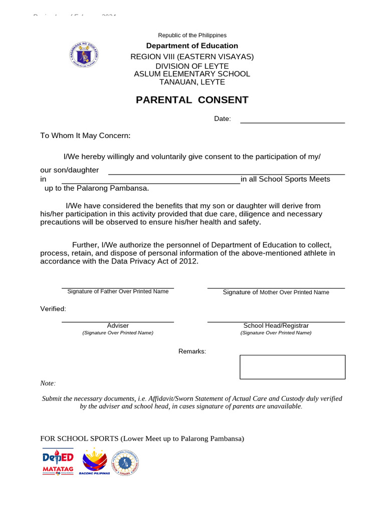 2024 - Parentalconsent | PDF