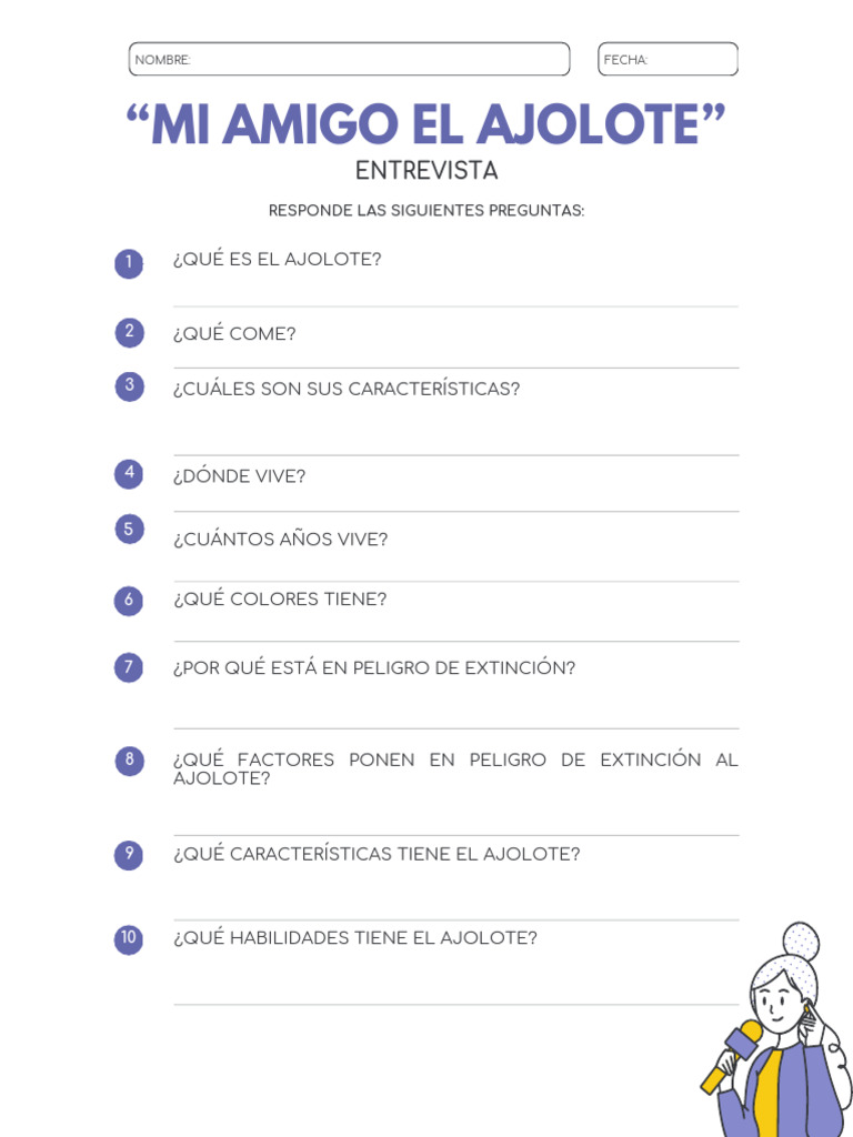 Cinco preguntas sobre el ajolote | PDF | Artes del Lenguaje y ...