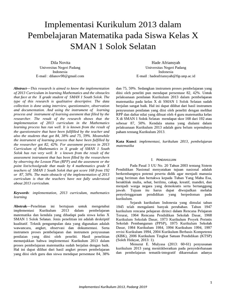 Implementasi Kurikulum 2013 | PDF
