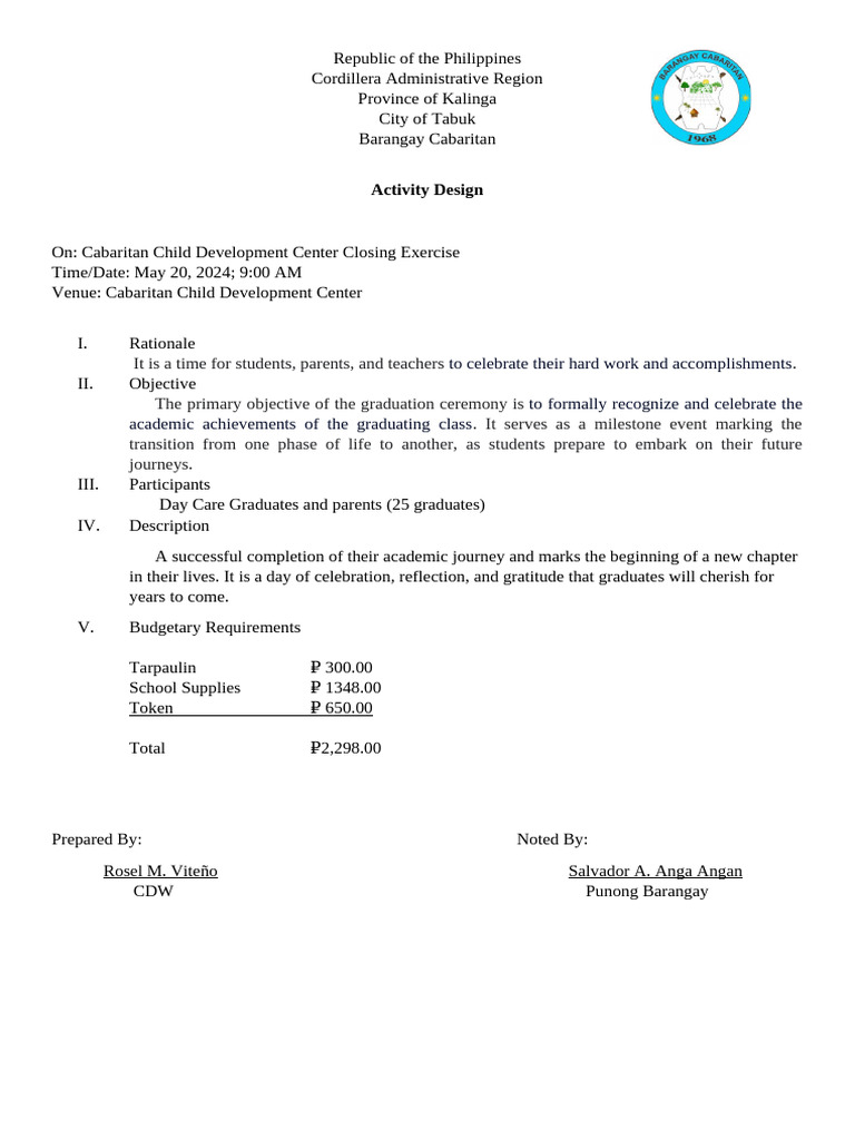 Activity Design Closing and Orientation On ECCD Guidelines | PDF