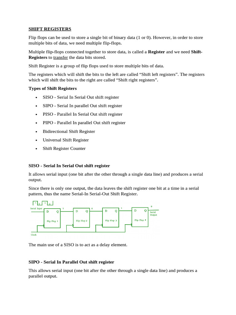 Digital Electronics Types of SHIFT REGISTERS | PDF | Computer Data ...