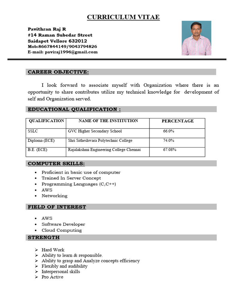 Pavithran Resume | PDF | Computing