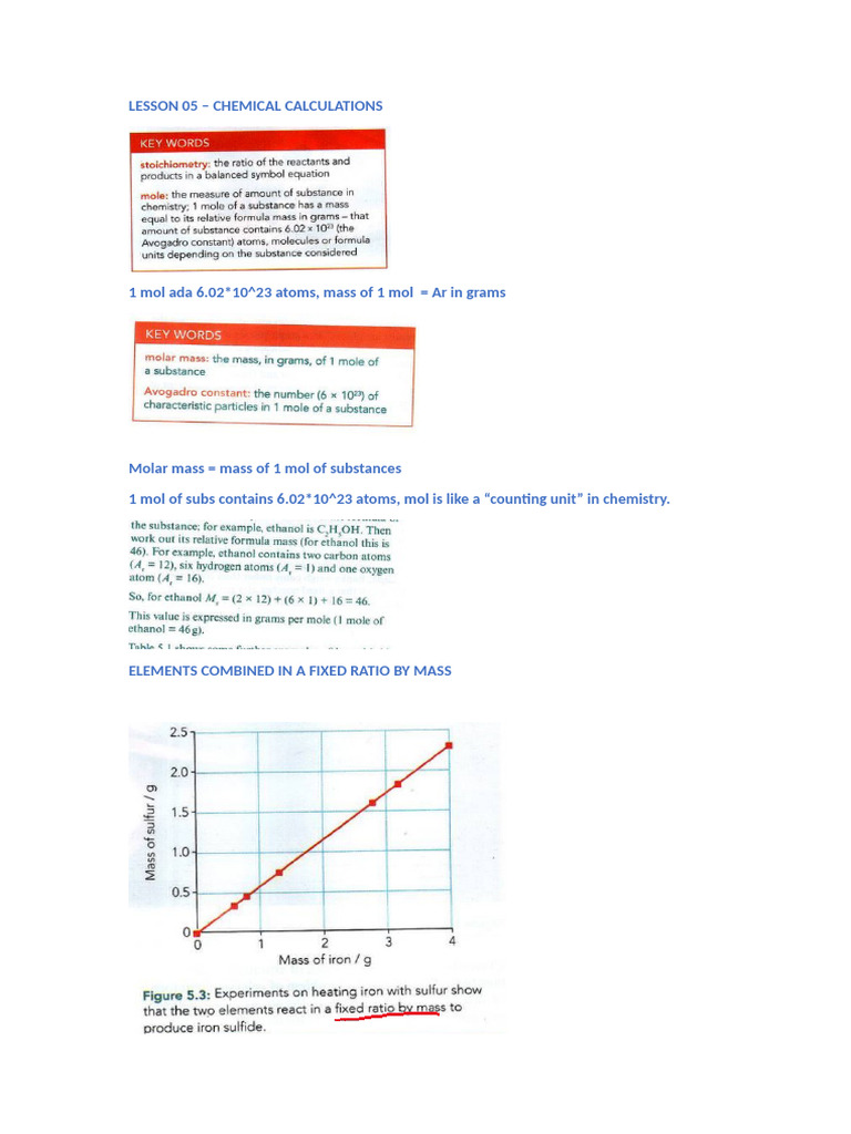 LESSON 05 Chemical Calculations | PDF | Mole (Unit) | Concentration