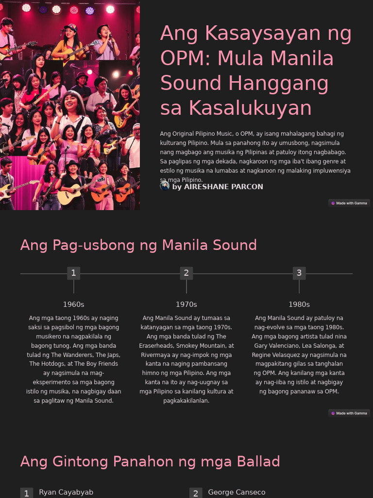 Ang Kasaysayan NG OPM Mula Manila Sound Hanggang Sa Kasalukuyan | PDF