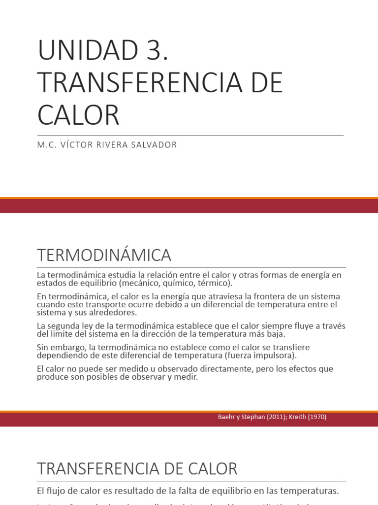 UNIDAD 3 Fundamentos Transferencia de Calor | PDF | Calor | Conduccion ...