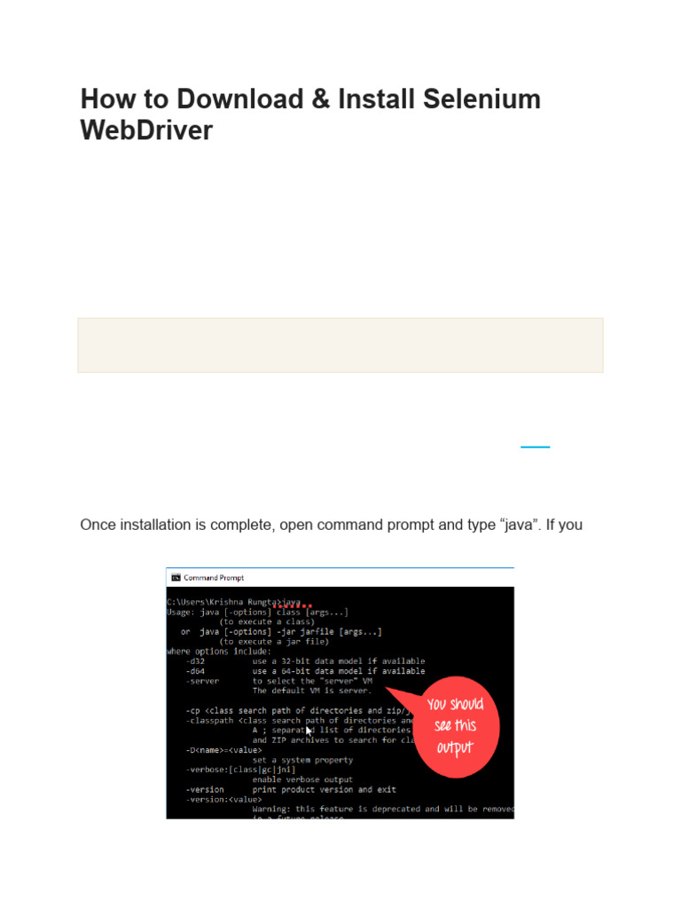 Seleniuminstallationsteps | PDF | Java (Programming Language) | Selenium (Software)