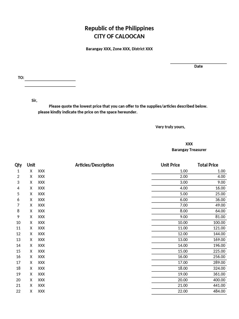 Canvass and Abstract of Quotation V2 | PDF