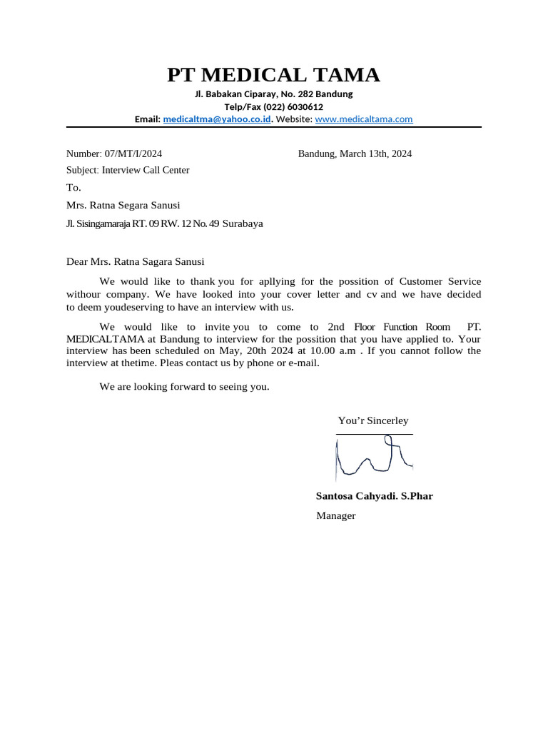 Interview Invitation Response Template | PDF | Career & Growth | Business