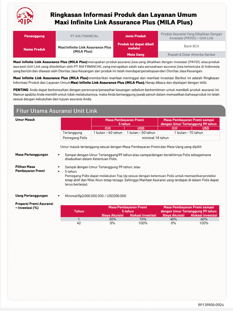 RIPLAY Umum MILA Plus - RP139R05-0924 | PDF