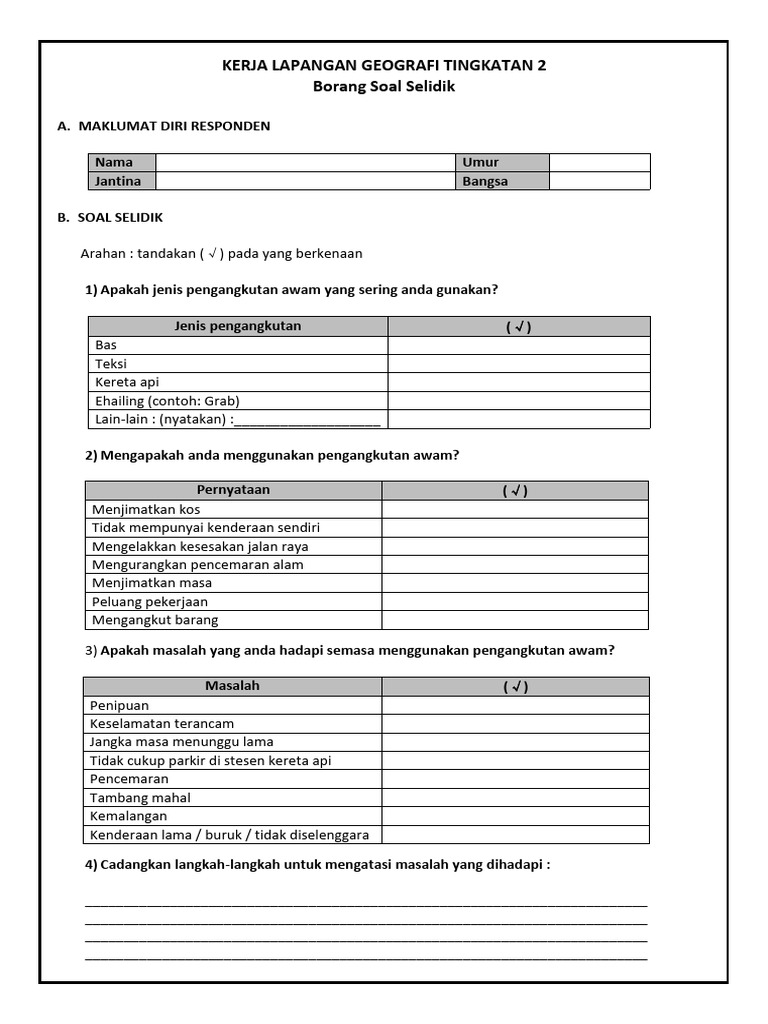 Borang Soal Selidik Geografi t2 | PDF