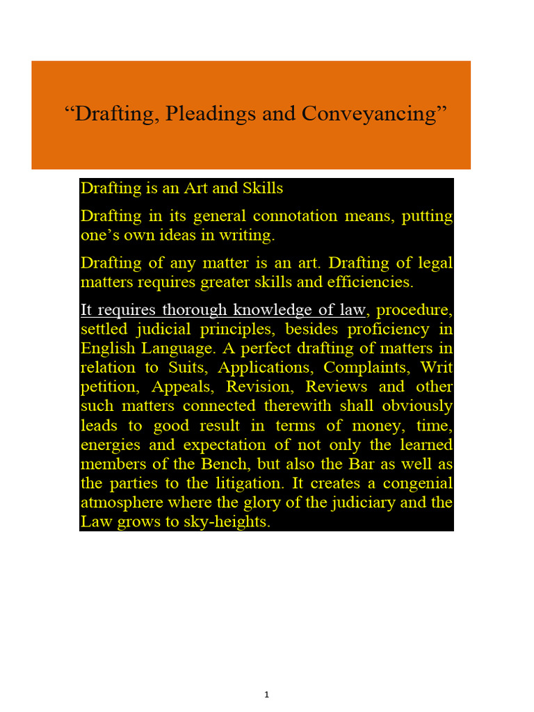 3004 Draftion Pleading 2 Drafting, Pleadings and Conveyancing" | PDF | Pleading | Lawsuit