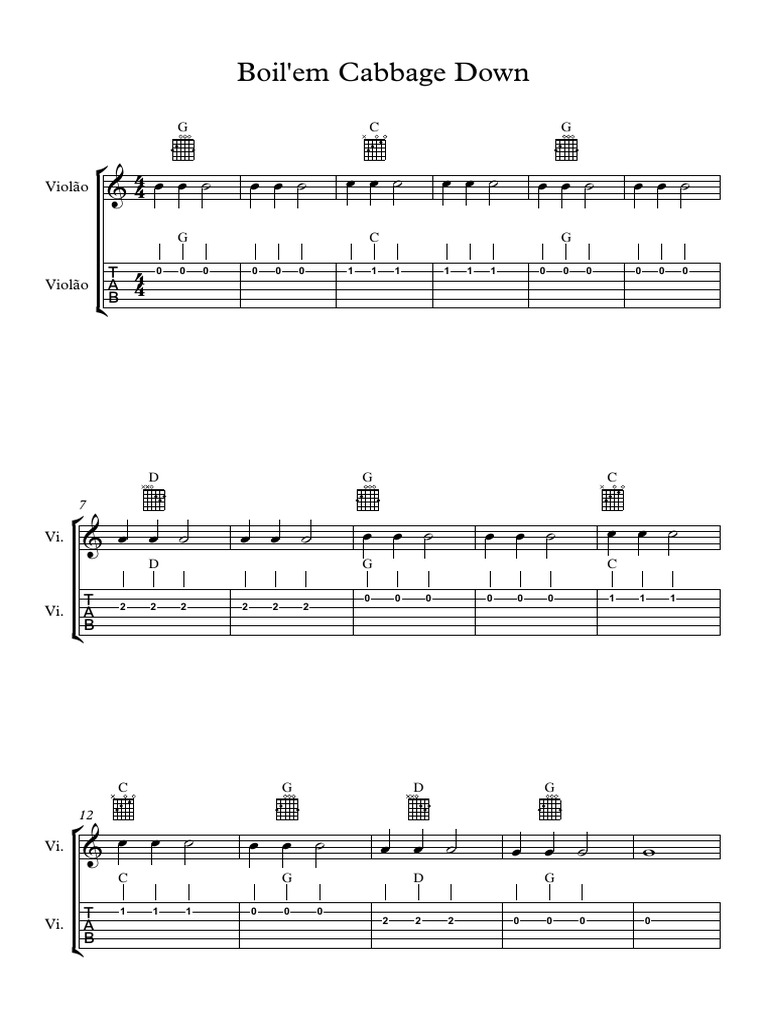 Boil'em Cabbage Down: Tablatures et Accords | PDF