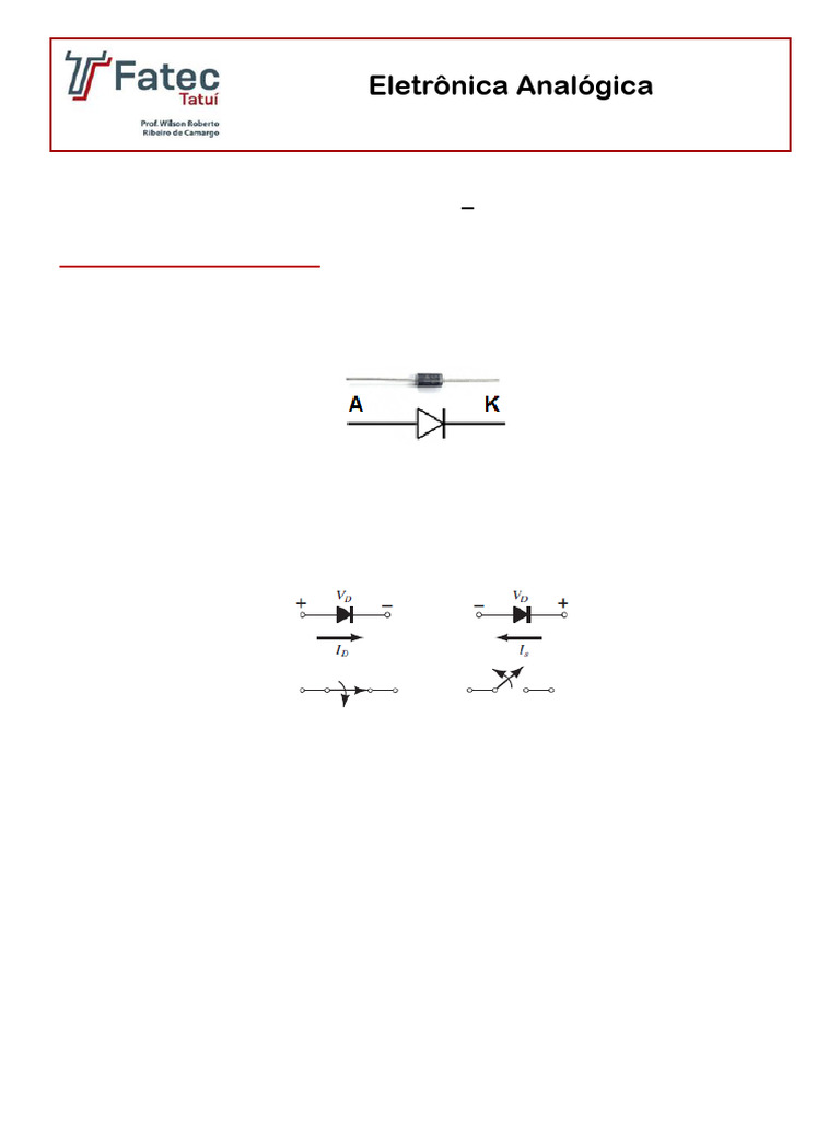 EA1 - Aula 01 Diodo Semicondutor 2024 SEM 2 | PDF | Diodo | Eletrônicos
