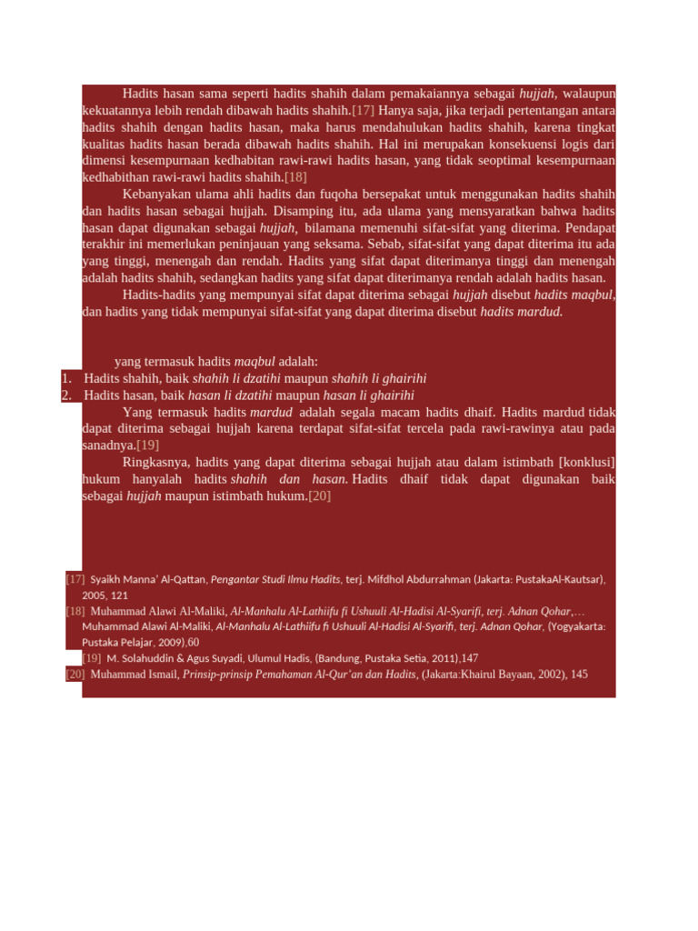 Kedudukan Hadits Hasan | PDF
