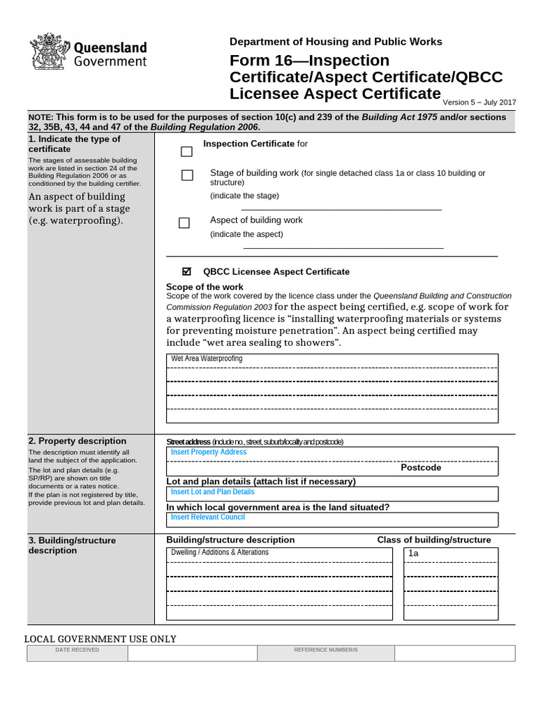 02 Wet Area Waterproofing Form 16 Jul 2017 | PDF | License