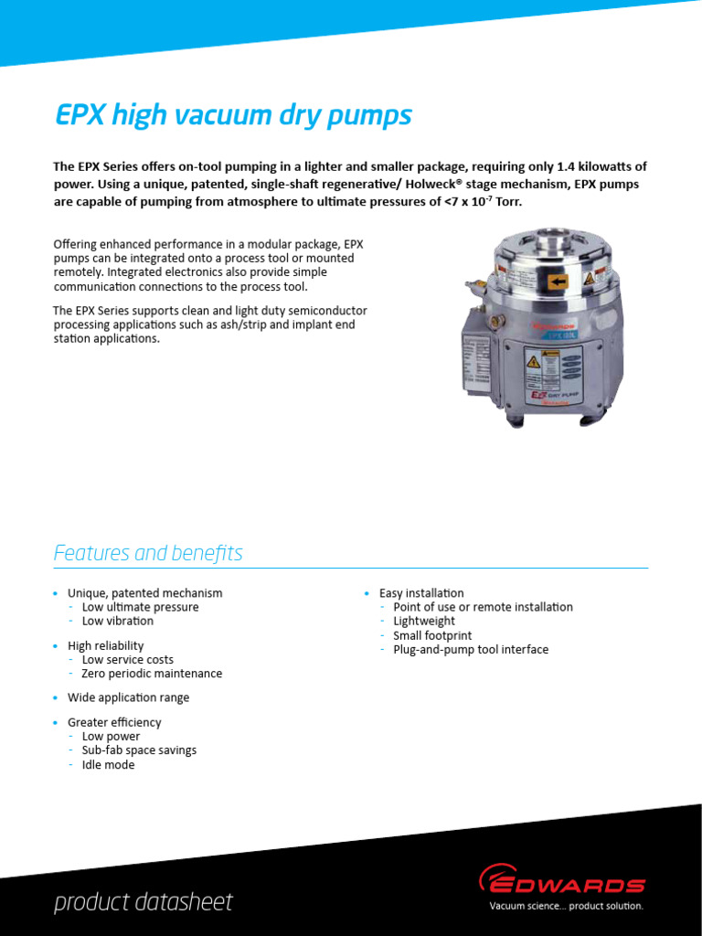 Edwards EPX Dry Pumps Brochure | PDF | Gases | Mechanical Engineering