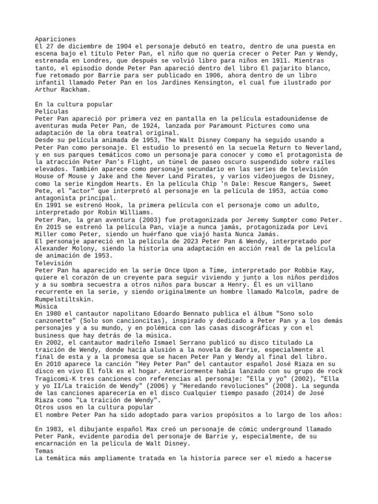 La Historia de Peter Pan 3 | PDF | Neverland | Peter Pan