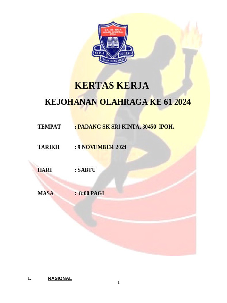 Kertas Kerja Kejohanan Olahraga 2024 | PDF