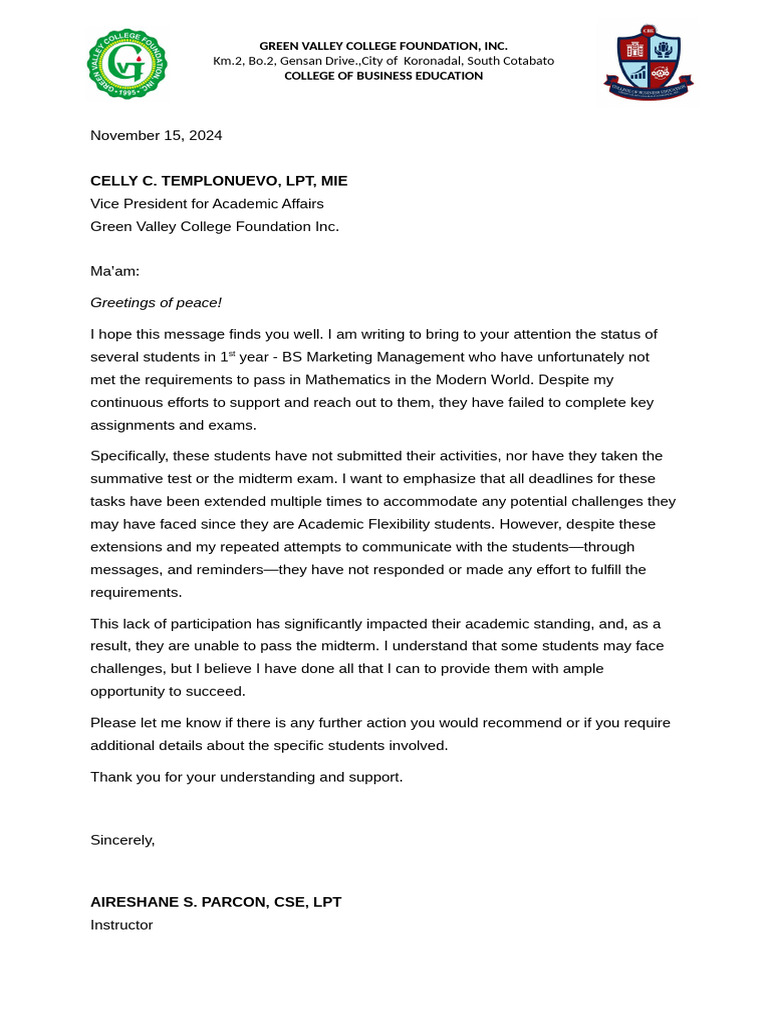 Justification Letter | PDF | Career & Growth | Wellness