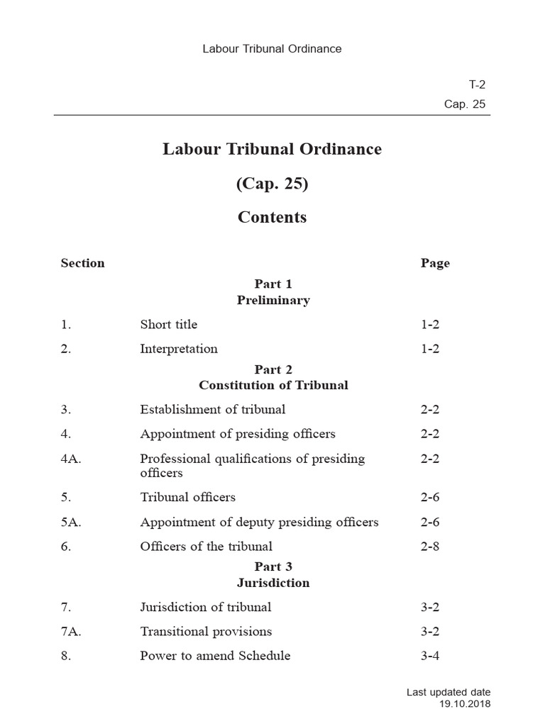 Labour Tribunal Ordinance Overview | PDF | Solicitor | Tribunal