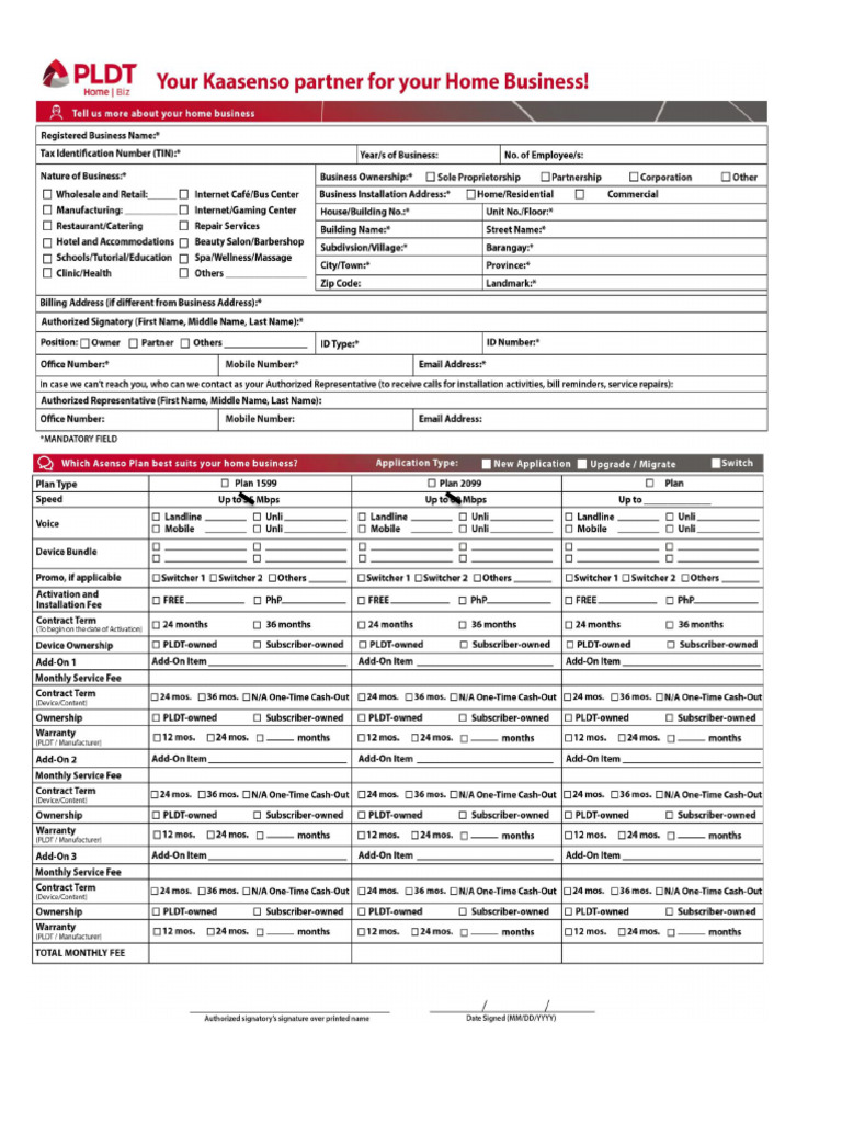 PLDT Form | PDF