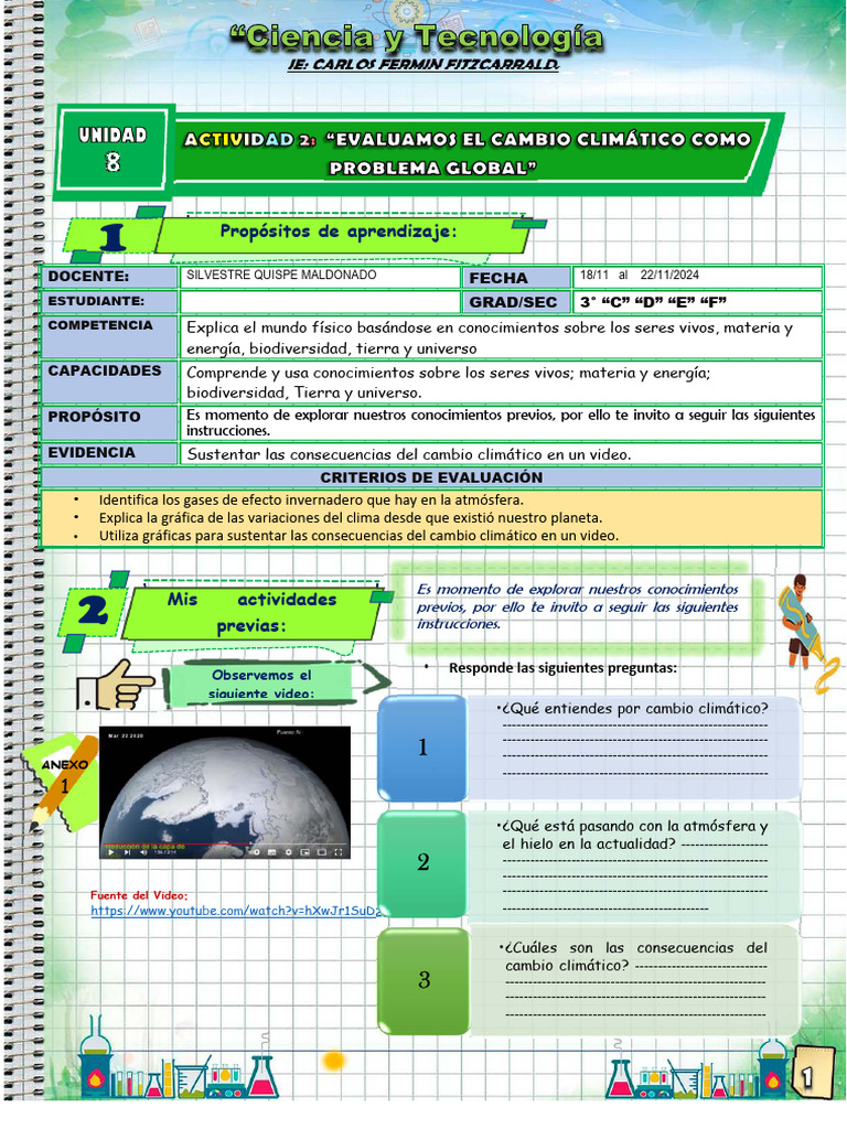 B 3º Act 2 Cyt Und 8 | PDF | Gases de efecto invernadero | Ciencias de la Tierra