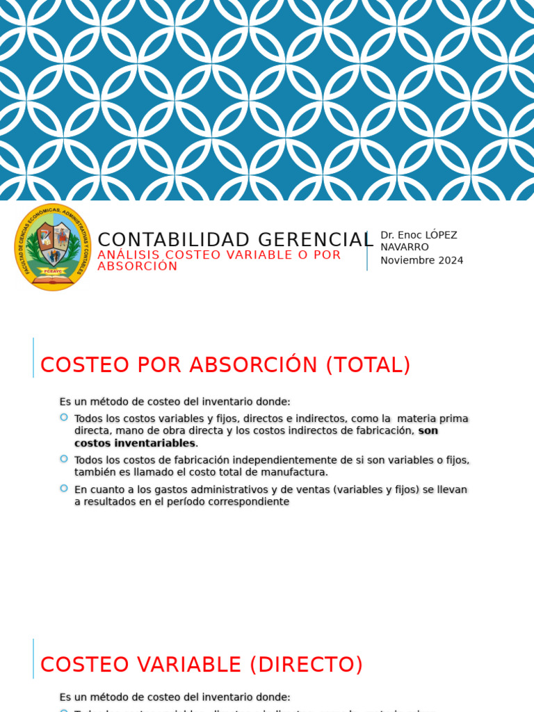 Costeo Absorcion y Variable | PDF | Estado de resultados | Costo