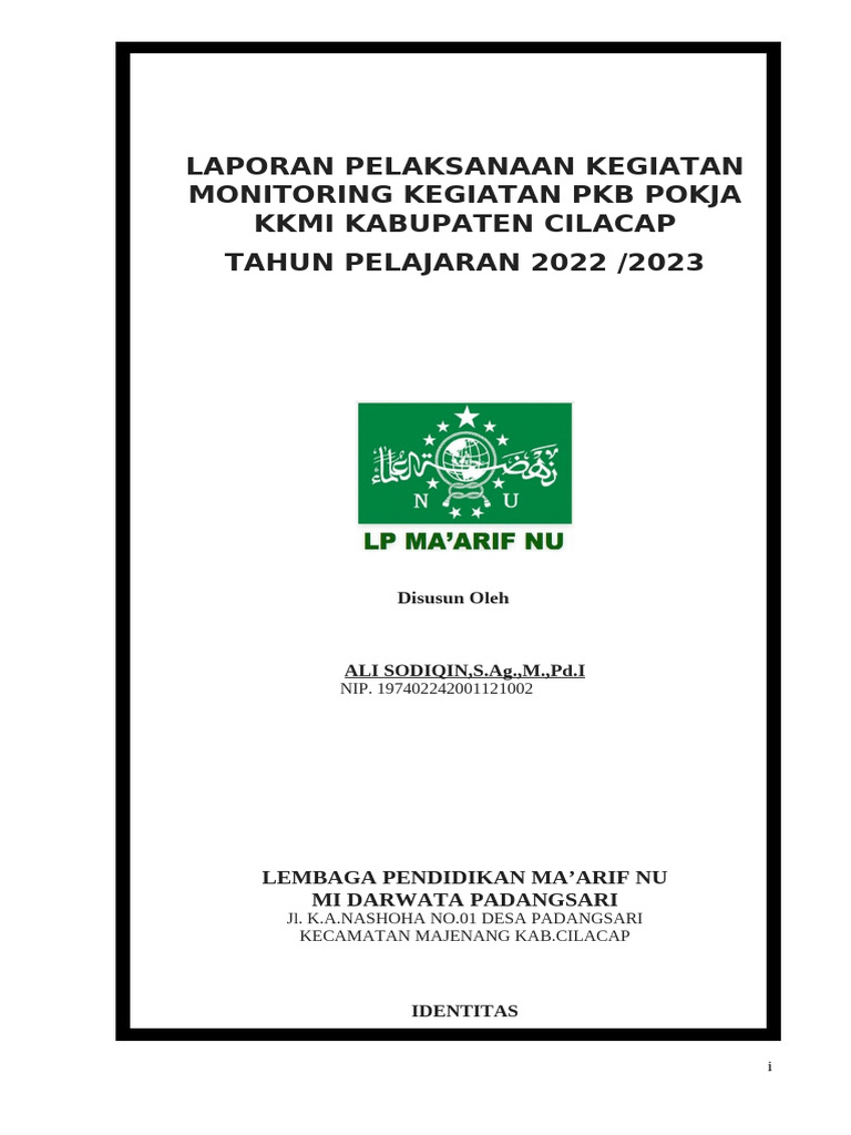 Halaman Cover Monitoring Mi Darwata Sindangbarang | PDF | Bisnis