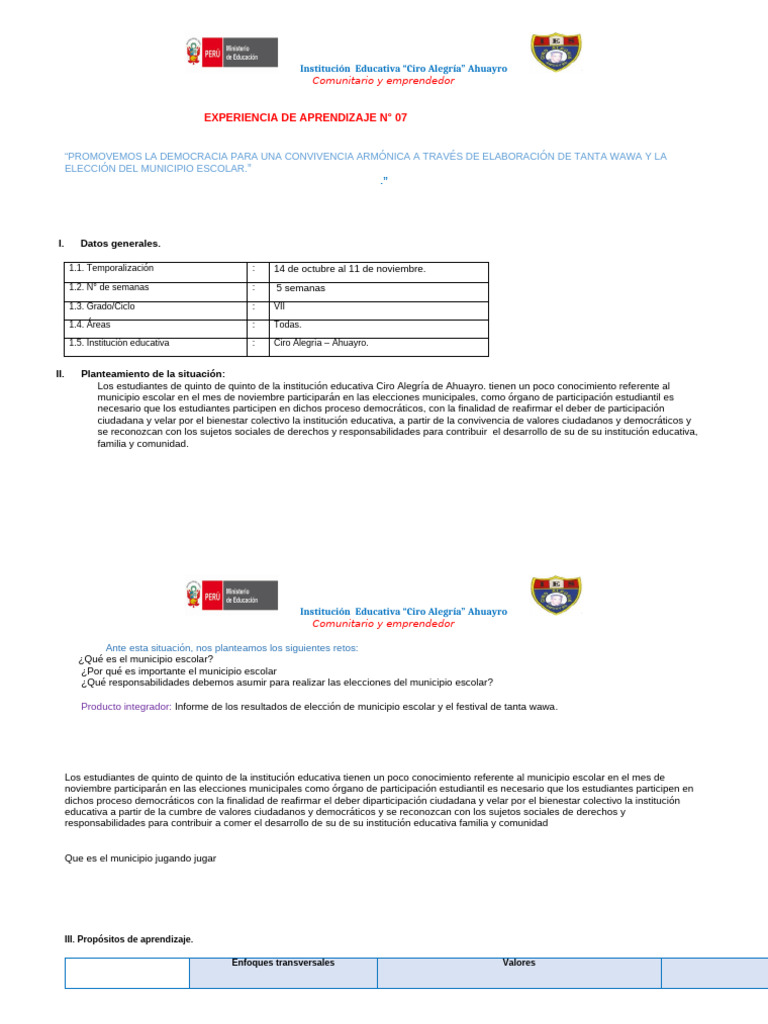 Ciclo Vii Experiencia de Aprendizaje N°o8 Bimestre Iv 2024 | PDF | Iniciativa empresarial ...