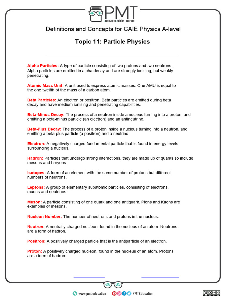 CAIE A-Level Particle Physics Guide | PDF | Quark | Proton