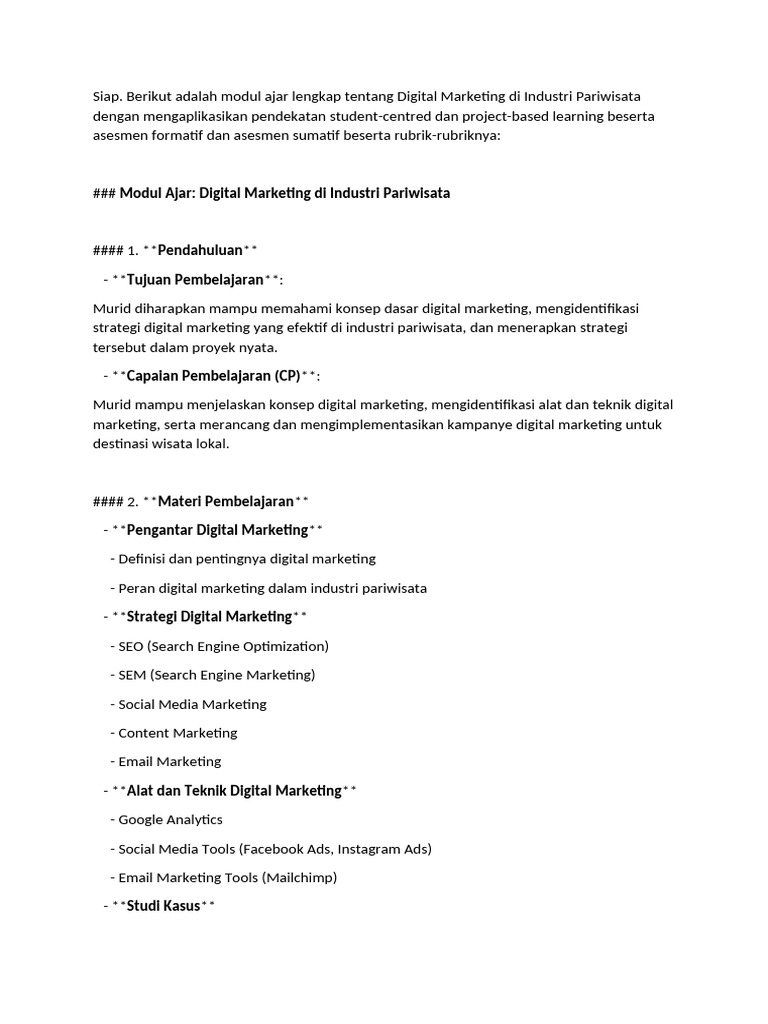 Rancangan Modul Ajar - Digital Marketing Di Industri Pariwisata (AI ...