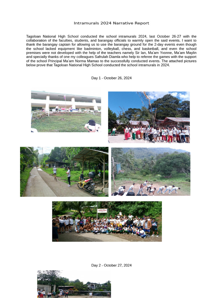 Intramurals 2024 Narrative Report | PDF | Sports & Recreation