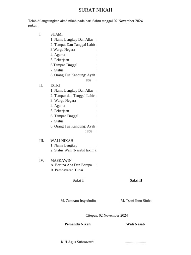 Akta Nikah Siri | PDF