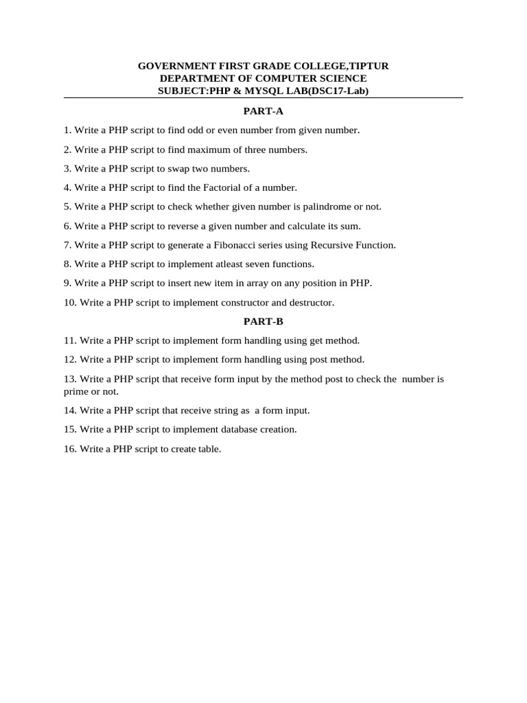 PHP Lab Exercises for Beginners | PDF