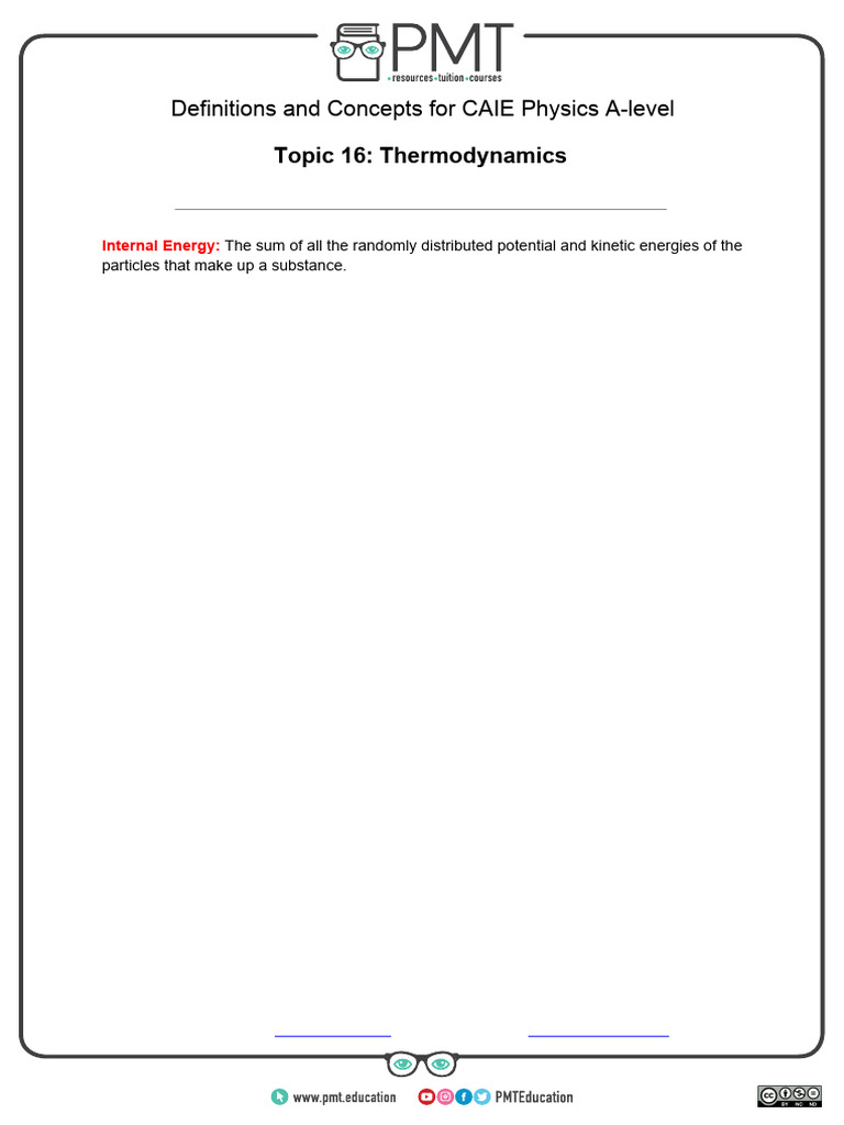 Definitions - Topic 16 Thermodynamics - CAIE Physics A-Level | PDF | Computers