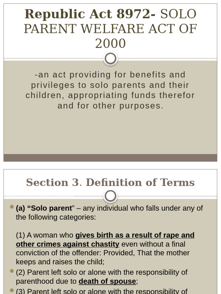 Republic Act 8972 - SOLO PARENT WELFARE ACT OF 2000 | PDF | Employment ...