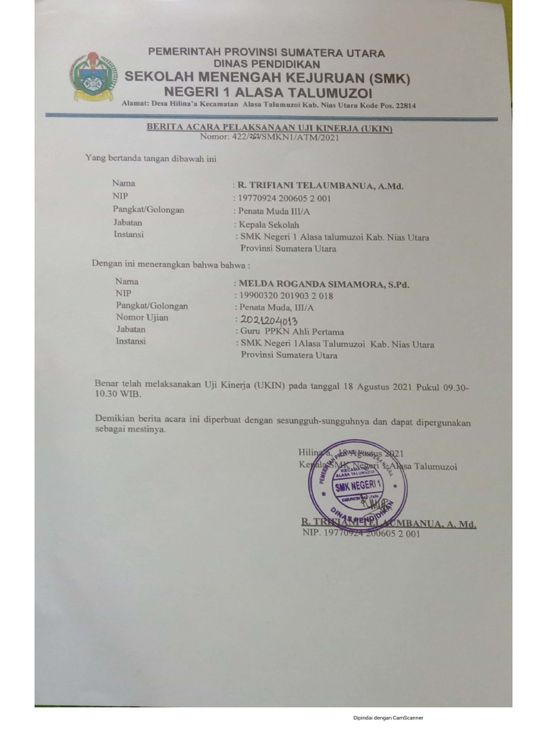 Berita Acara Melda Simamora | PDF