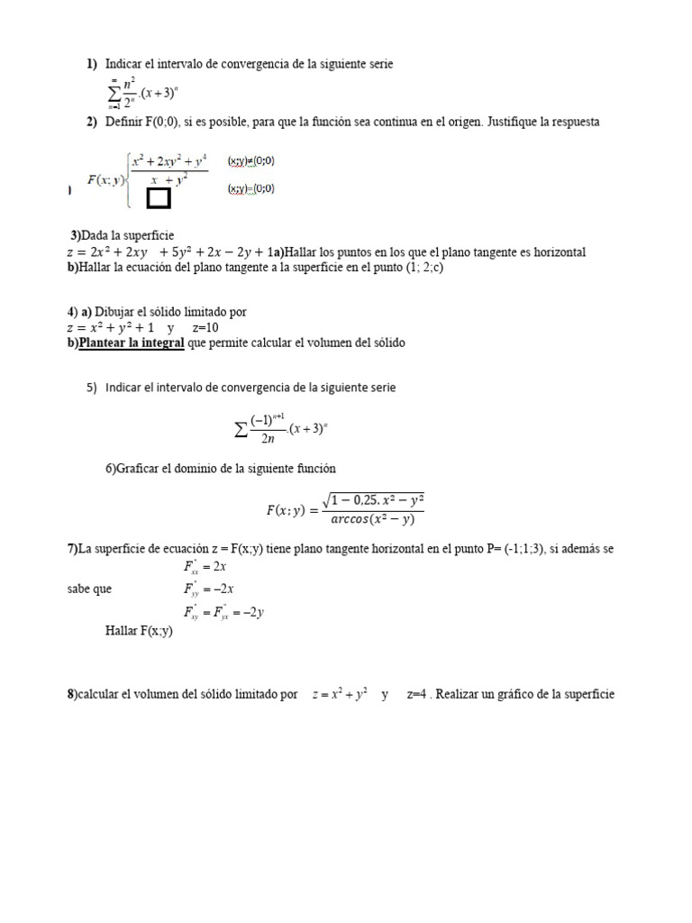 Algunos Ejercicios de Finales | PDF | Integral | Función continua