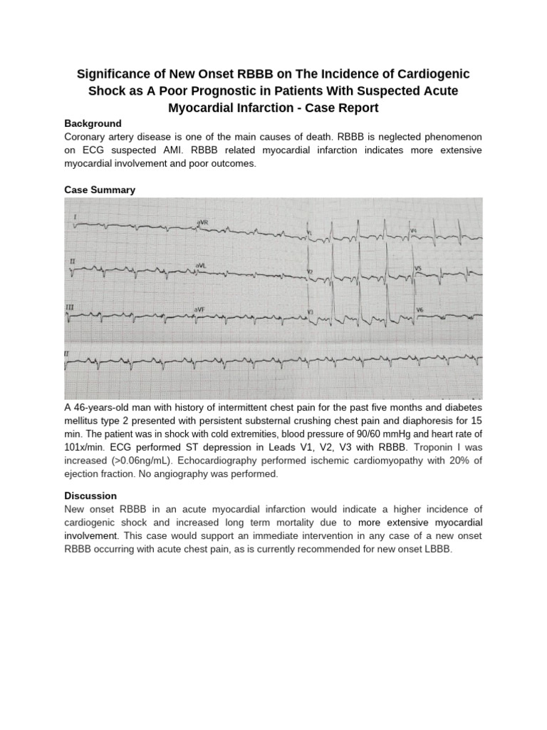 New Onset RBBB As An Evolving Consideration in Patients With Suspected ...