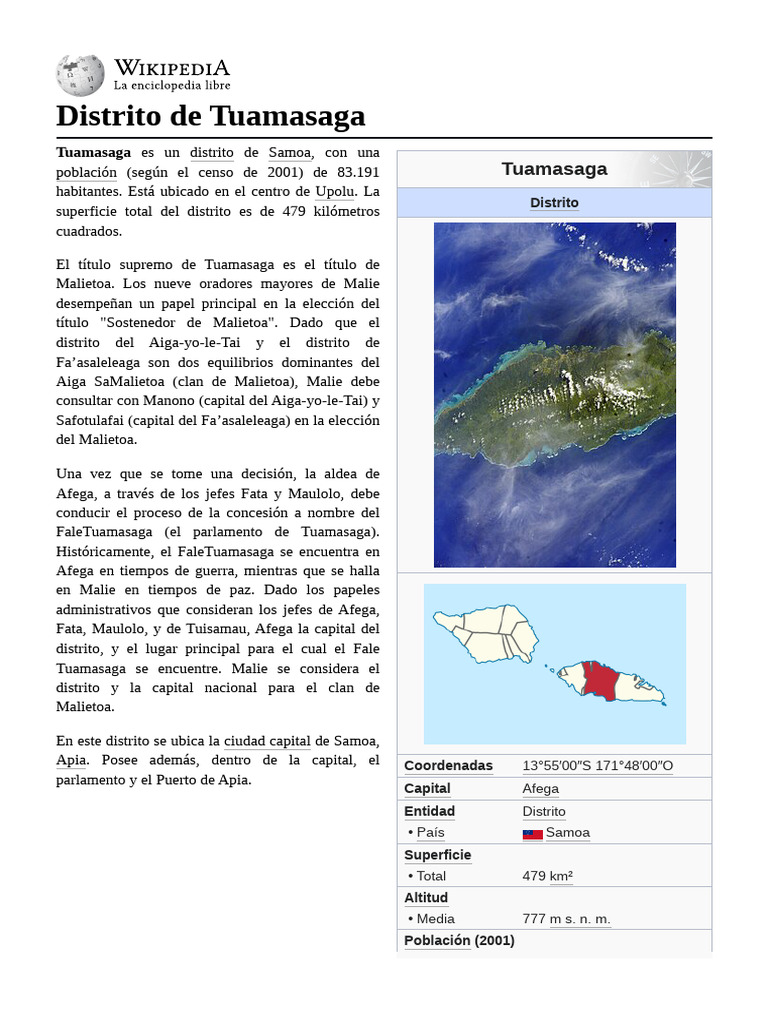 Distrito de Tuamasaga en Samoa | PDF